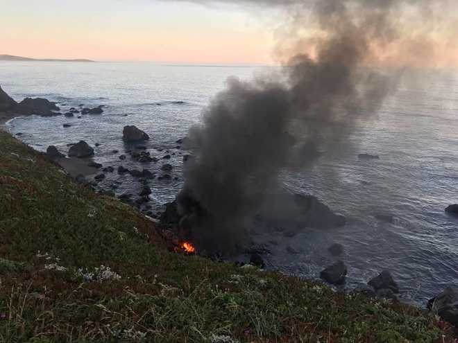 Woman rescued after her car goes over NorCal cliff, catches fire