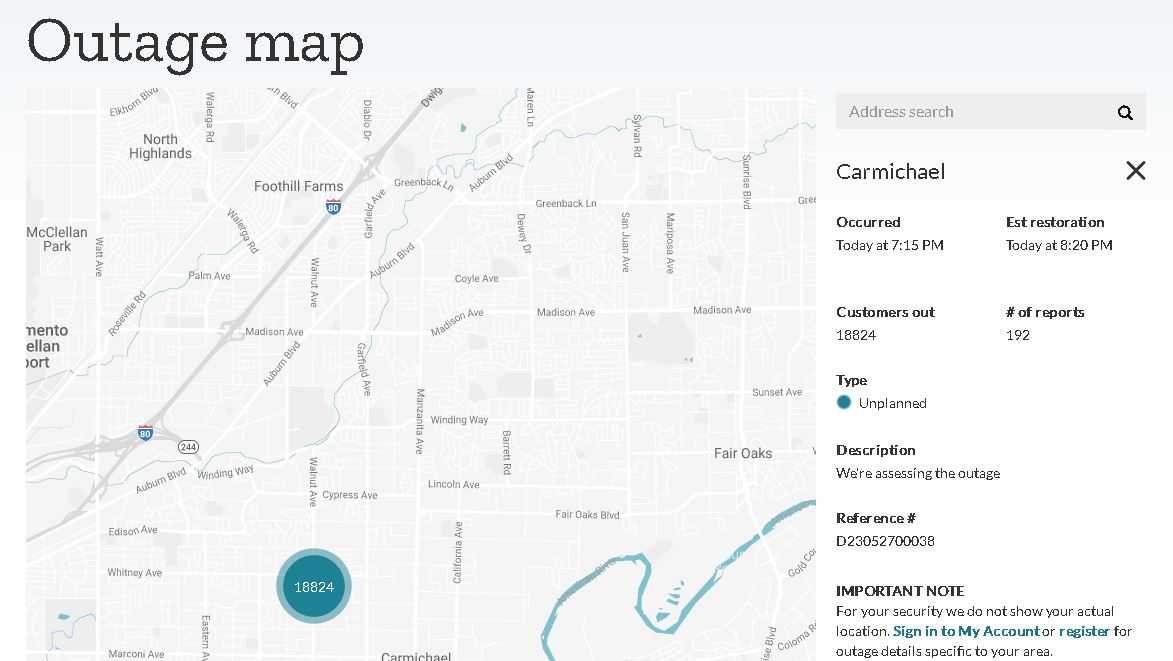 Over 18,000 SMUD customers without power in Carmichael