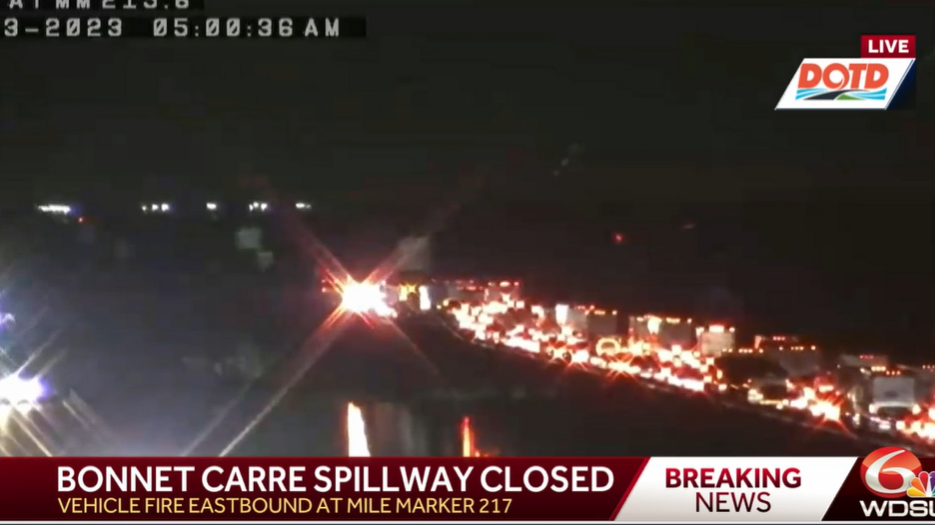 Traffic Alert Backups On I 10 East At Bonnet Carre Spillway After