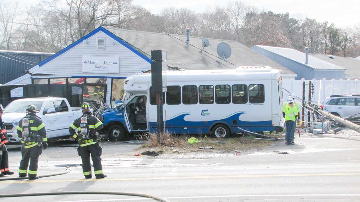 Cape Cod bus crashes through fence into building