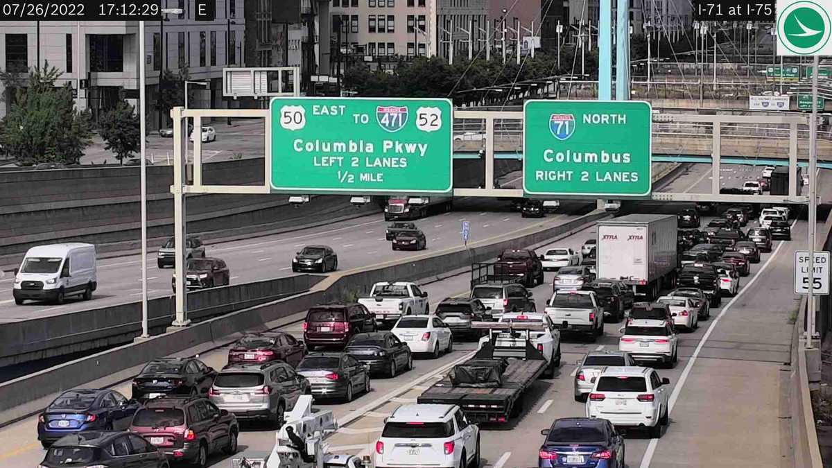 Traffic slowed on I-71 in Downtown Cincinnati due to a crash