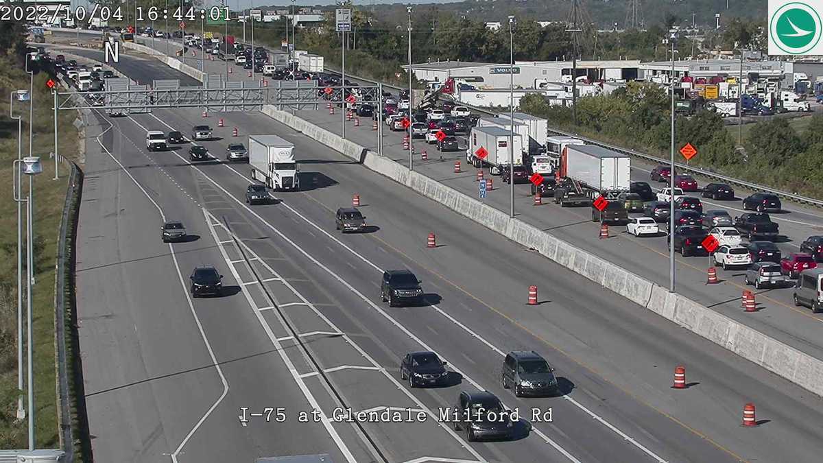 A crash on I-75 is blocking lanes, causing delays near Sharonville
