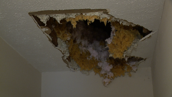 Suspect tries to crawl away from police, falls through ceiling