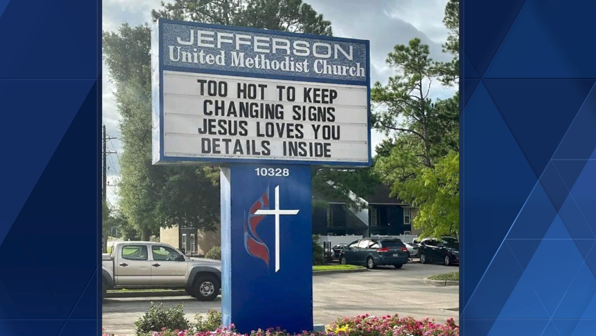 Louisiana church sign pokes fun at heat