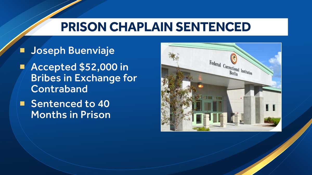 Prison chaplain sentenced for bribery, giving contraband