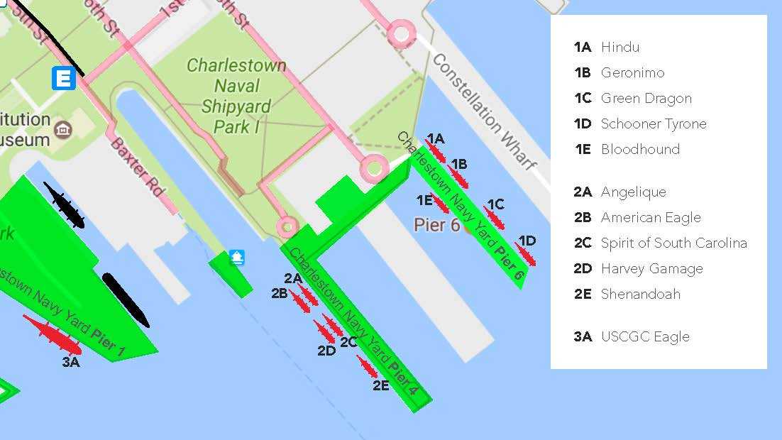Which ships do you want to see? Sail Boston berthing maps