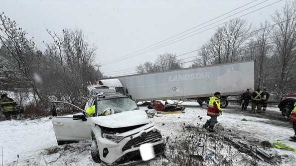 2 injured after tractor trailer crash on Route 103 in Chester