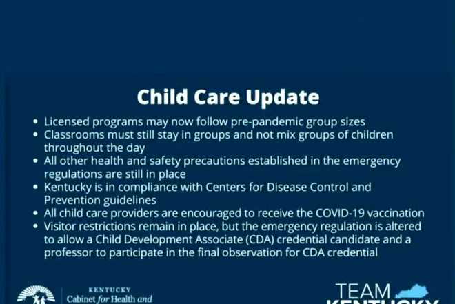 Kentucky child care capacity sizes returning to pre-pandemic levels