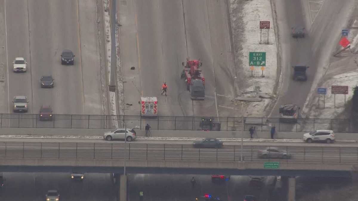Truck carrying oversize load hits I-43 overpass