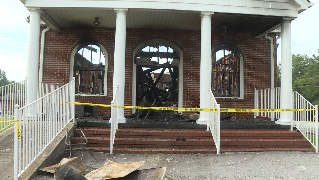 Storm damage burns historic church to ground, downs powerlines