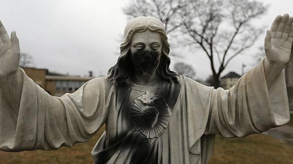 Multiple statues vandalized outside Brockton church
