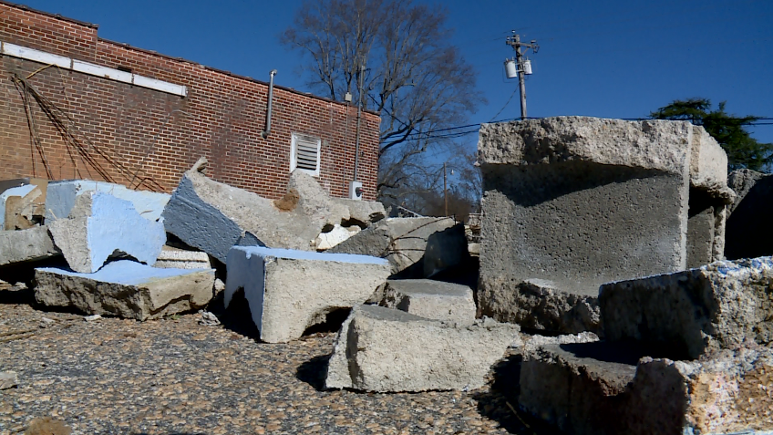Tornado levels buildings and trees