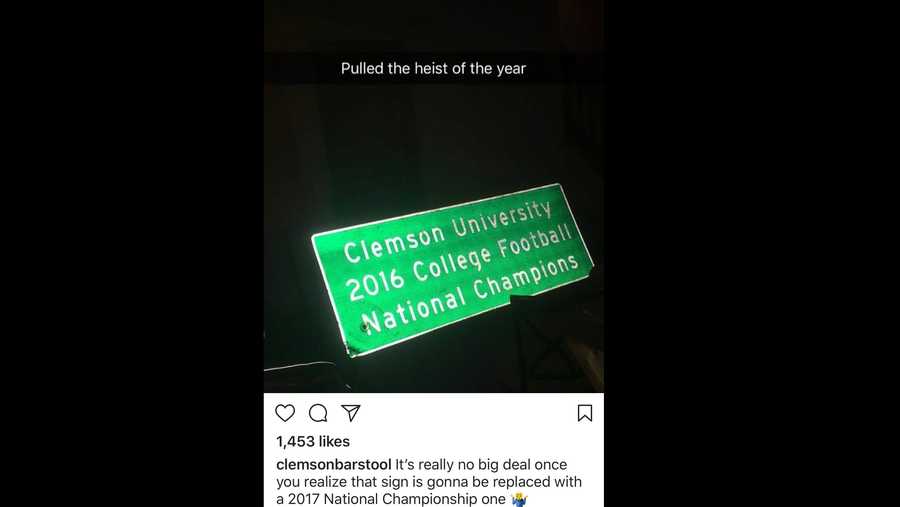 Clemson National Championship sign missing from Upstate highway