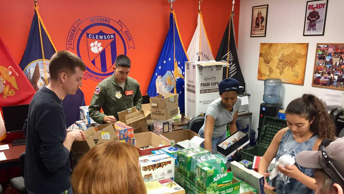 Clemson student veterans fill care packages for older veterans