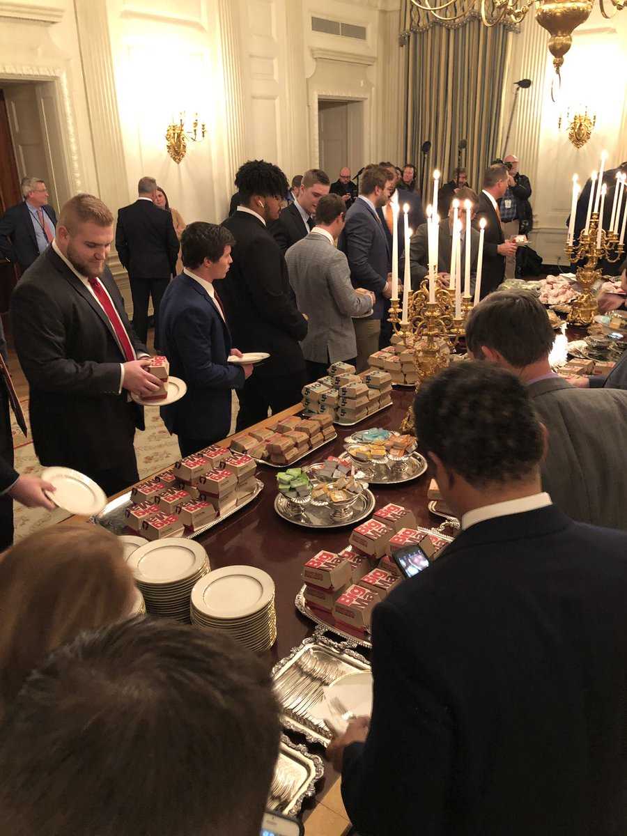 'American fast food': Trump celebrates champion Clemson with burgers, pizza