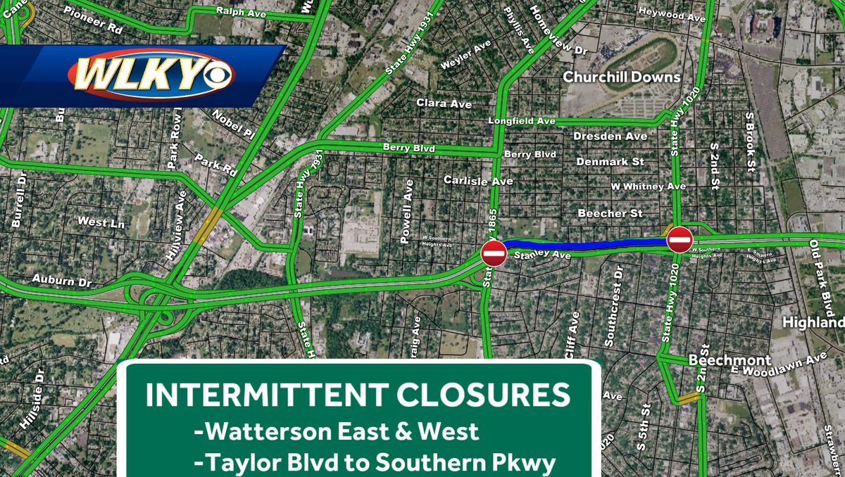 Expect intermittent closures of the Watterson Expressway on Thursday