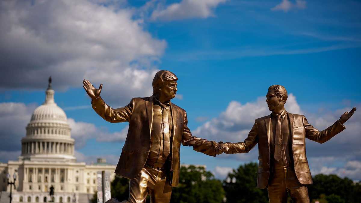 Trump-Epstein statue returns to National Mall after removal by National ...