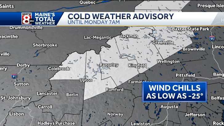 Cold Weather Advisory in effect until Monday morning