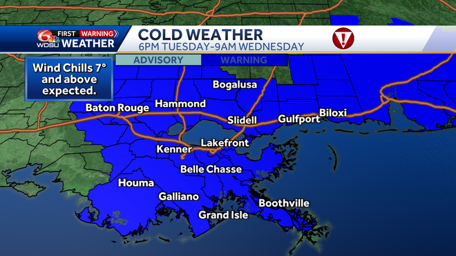 Southeast Louisiana and New Orleans snow fall