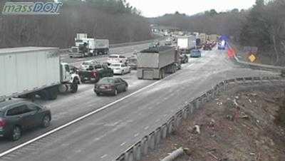 Concrete spill closes westbound side of Mass Pike in Framingham