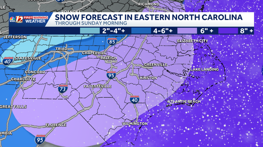 North Carolina: winter storm maps, snow models