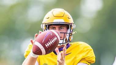 The LSU Tigers continue fall camp with another practice with shoulder pads.