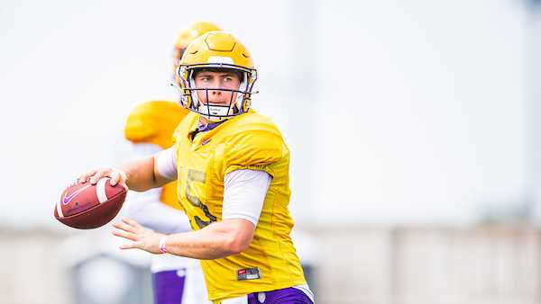 The LSU Tigers continue fall camp with another practice with shoulder pads.