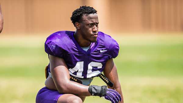 The LSU Tigers continue fall camp with another practice with shoulder pads.