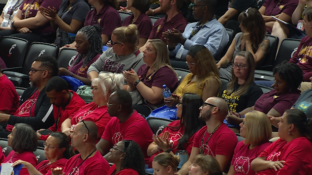 Cincinnati Public School teachers get pumped with back-to-school pep rally