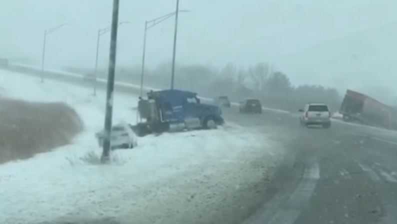 Video shows 3-vehicle crash on Interstate 80 that injured woman