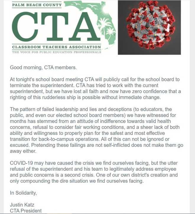 Palm Beach County teachers union to call for superintendent's firing