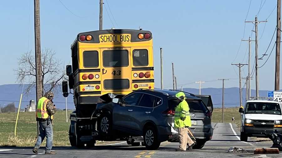 Photos: School bus, vehicle collide in Cumberland County, Pa. Photos: School bus, vehicle collide in Cumberland County, Pa.