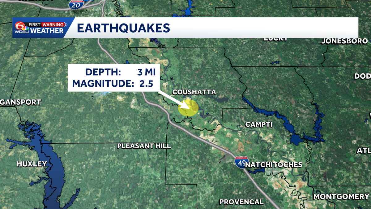 Earthquake hits near Coushatta in Red River Parish again