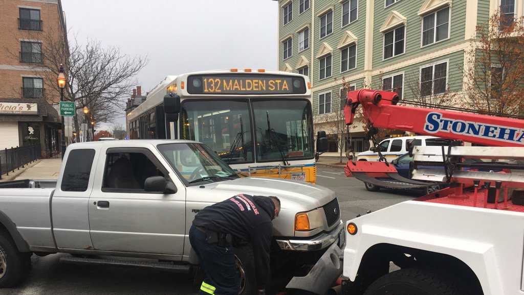 MBTA bus, truck involved in Stoneham crash