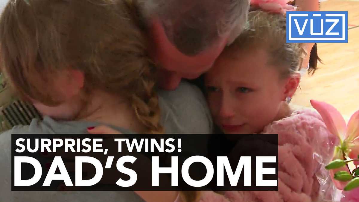 Military Dad Returns Home To Surprise His Twin Daughters At School
