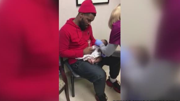 'Stay strong': Dad’s pep talk to infant son getting shots goes viral