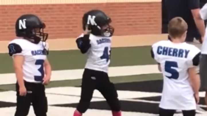 Little football player's dance moves capture hearts