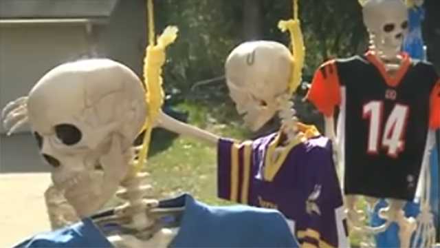 Business owner catches flak for Halloween display of dead footballers