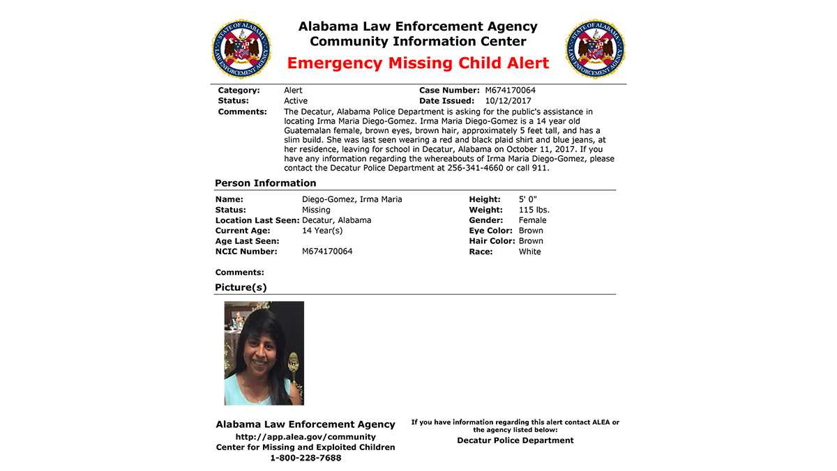 Emergency missing child alert issued for 14-year-old girl in Decatur ...