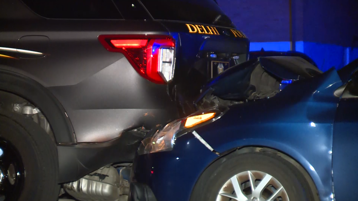 Police: 2 officers injured after Delhi Township cruiser rear-ended overnight