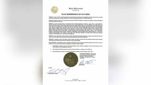 Gov. Ron DeSantis signs proclamation for Pulse Remembrance Day