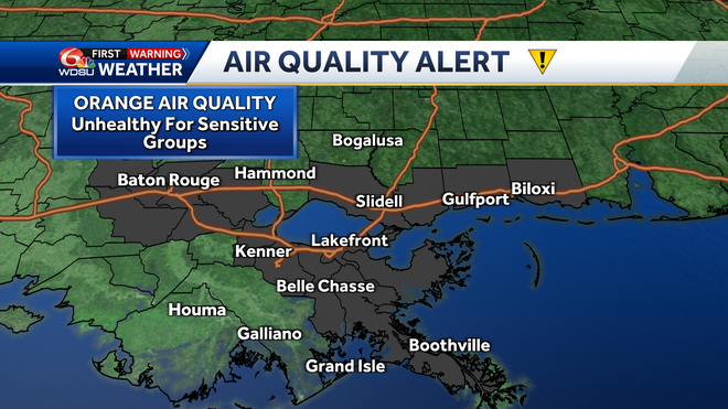 New Orleans air quality alert orange air quality high ozone level