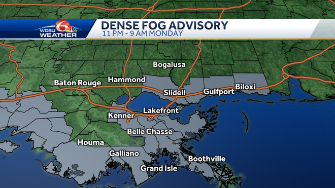 New Orleans dense fog advisory forecast fog forecast
