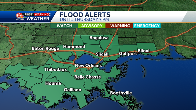 Flood watch New Orleans SE Louisiana will it flood Thursday rain