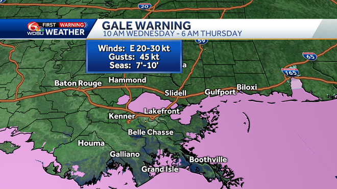 New Orleans forecast rain chances amounts wind high temperature