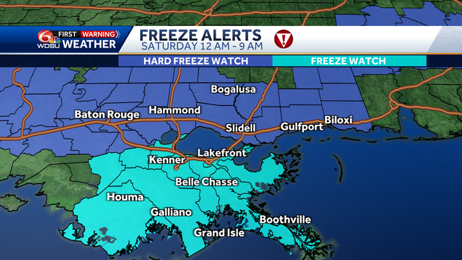 New Orleans forecast how cold this weekend hard freeze warning