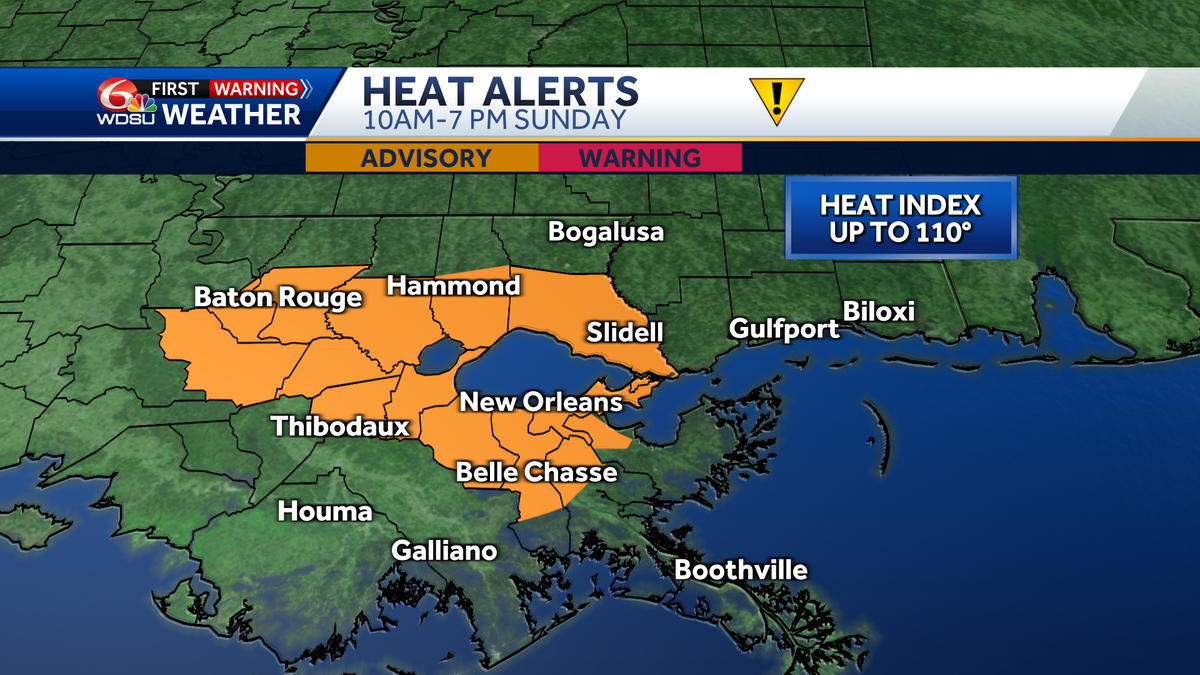 Heat advisory Sunday; strong storms possible Monday