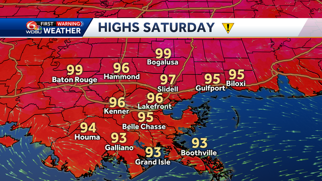 New Orleans weather forecast high temps heat wave heat advisory
