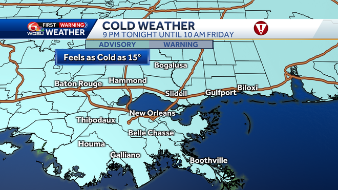 New Orleans weather forecast how cold Friday when will it rain