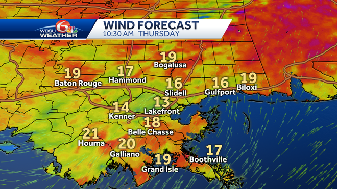 New Orleans Thursday rain cold front